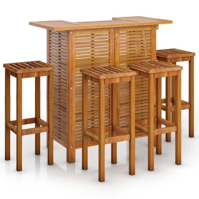 LIA - Ensemble de bar de jardin 5 pcs Bois d'acacia massif - Cdiscount ...