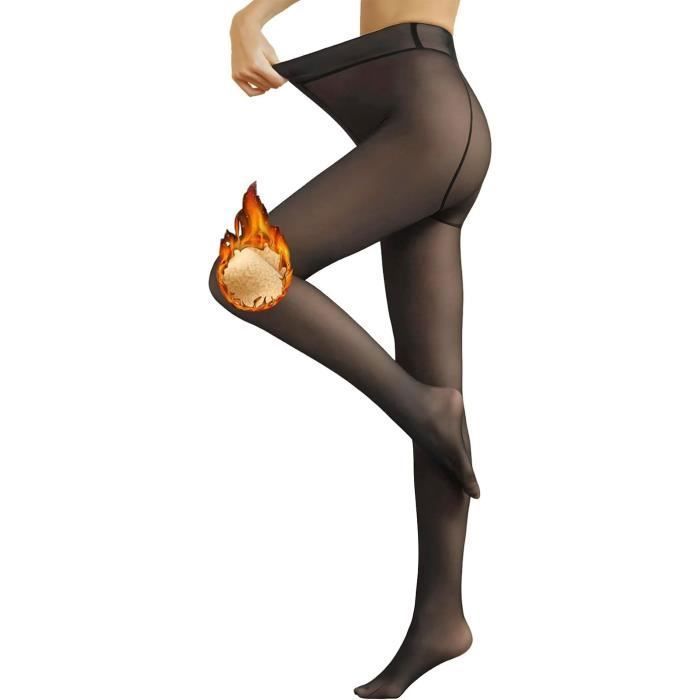 Collant Polaire Femme Effet Transparent Hiver - Marque - Taille Haute Doublé Épais Slim ...