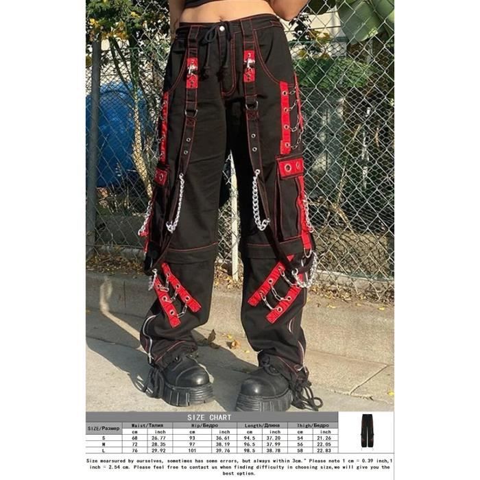 Cyber Punk-Pantalon Cargo à Jambes Larges pour Femme,Capri Froncé,Baggy ...