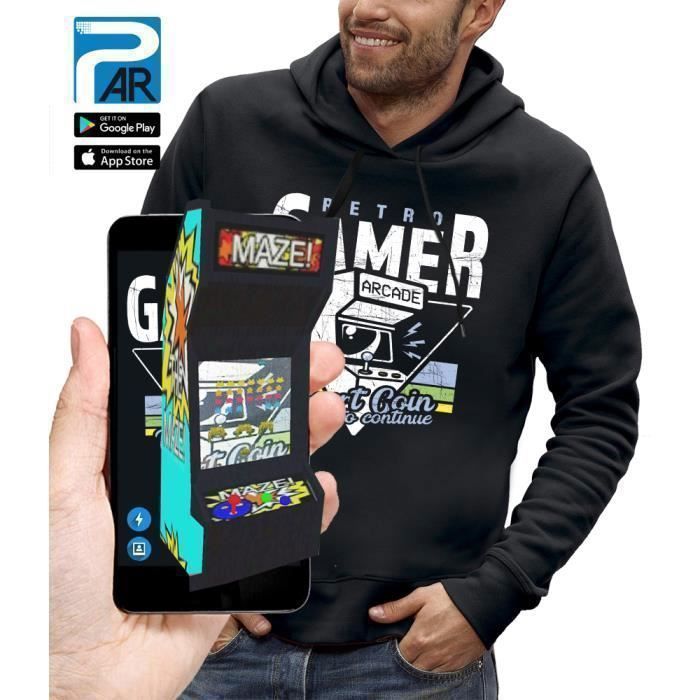 Sweat à capuche 3D animé RETRO GAMER - Borne d'arcade - jeux vidéo ...