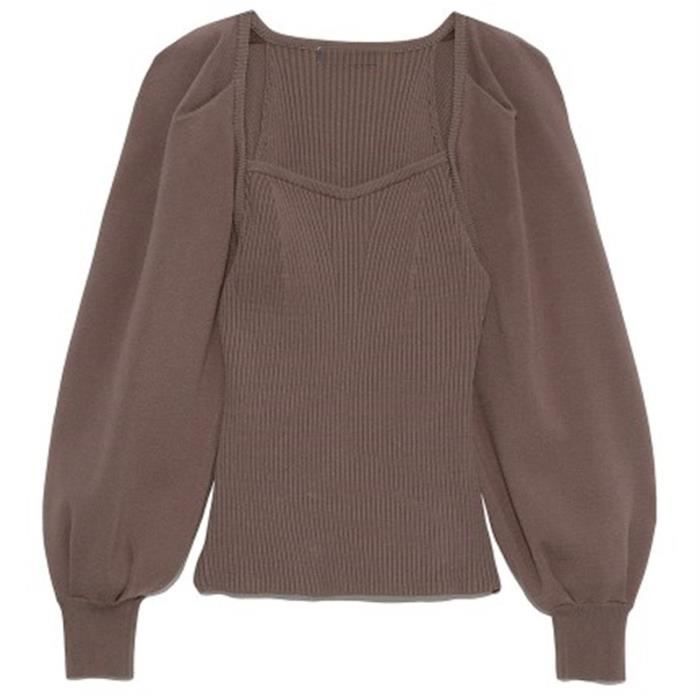 Kuzuwata hiver femmes pull japonais mince col carré manches bouffantes ...