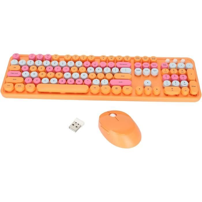 Combo Clavier Et Souris Sans Fil 104 Touches Ergonomiques Mignons