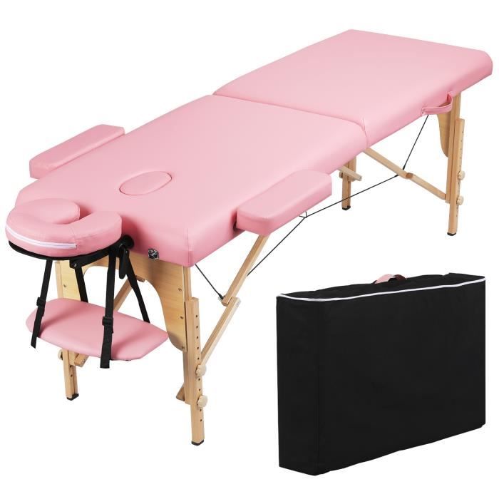 Table De Massage Portable Pliable 2 Zones Hauteur Réglable Appuie