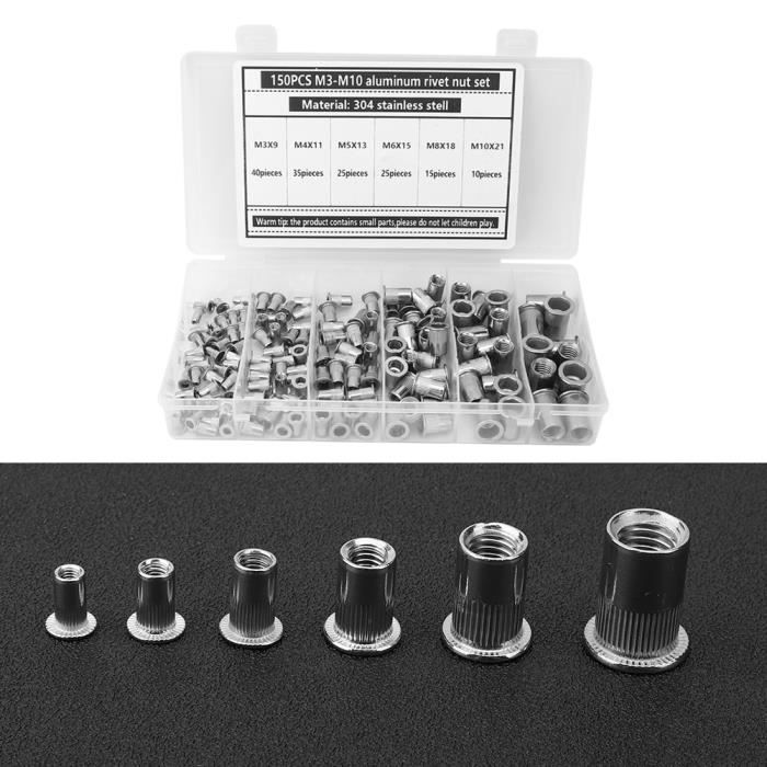 Kit d'assortiment d'écrou à Rivet en acier inoxydable - YOSOO - Écrou ...