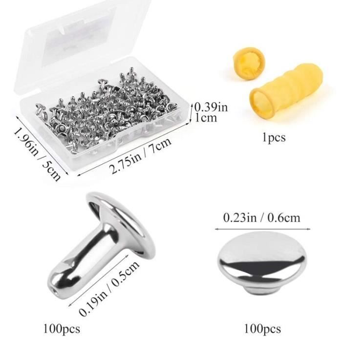RIVET,silver 6mmx5mm--ensemble de 100 Rivets métalliques à Double ...