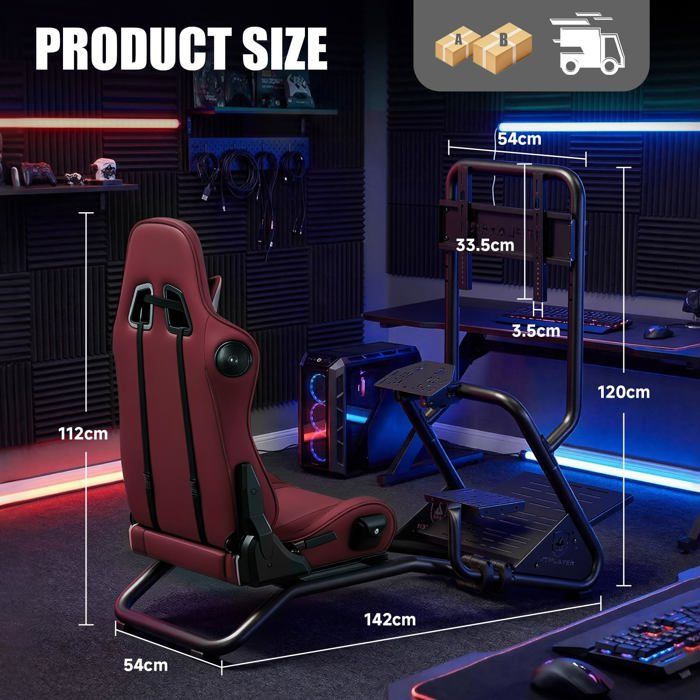 Simulateur de Conduite avec Siège, Haut-parleurs 3D, Support Ecran ...