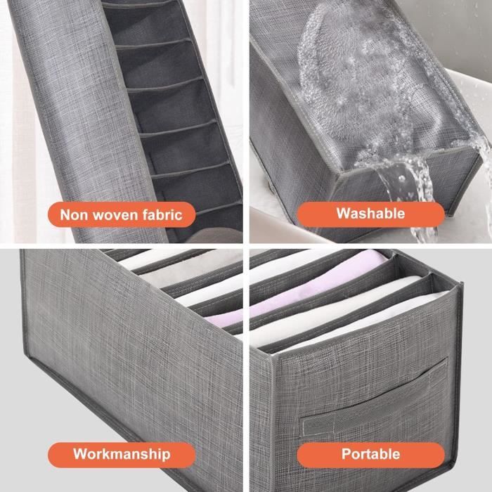 4pcs Boites de Rangement Non-tissé Rangement Tiroir Pliable ...