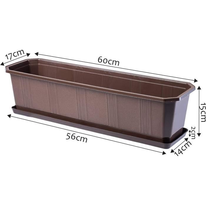 Jardinière Avec Soucoupe - Pot De Fleurs Rectangulaire En Plastique ...