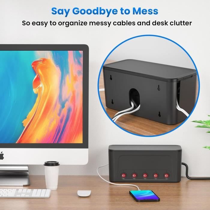Boite Rangement Cable avec Prise Multiple, Boîte de Rangement pour ...