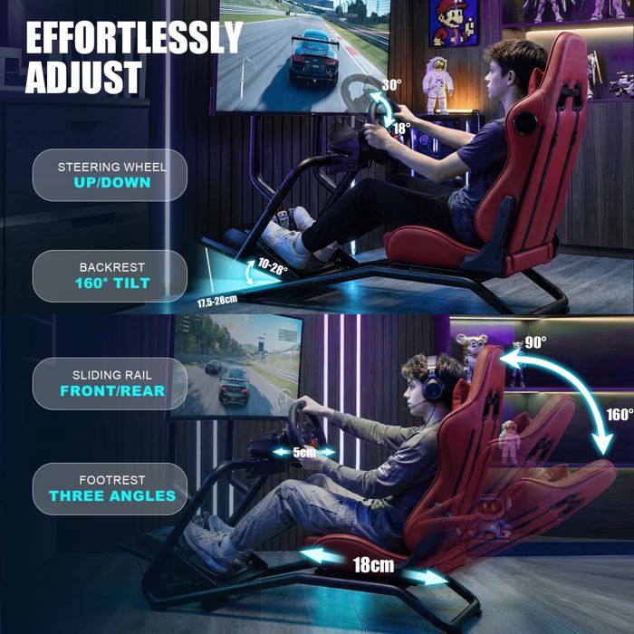 Simulateur de Conduite avec Siège, Haut-parleurs 3D, Support Ecran ...