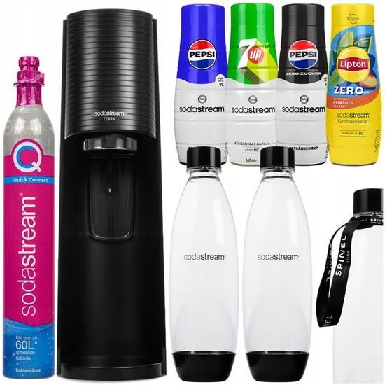Machine à soda - SodaStream - Terra - 2 bouteilles 1L - 1 cylindre CO2 ...