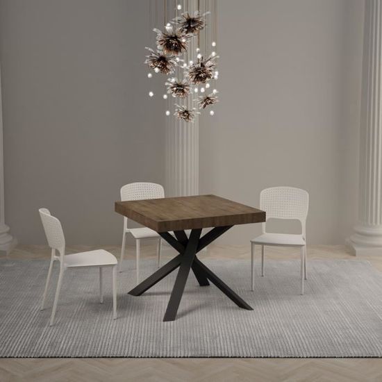 Table extensible - Table Clerk - 90x90 - Dessus Noyer - Cadre ...