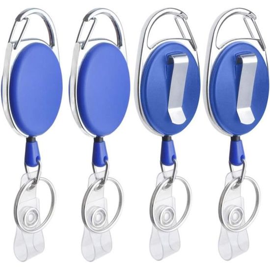 4 pièces Porte-clés Yoyo, Enrouleur badge rétractable Porte Badge clip ...