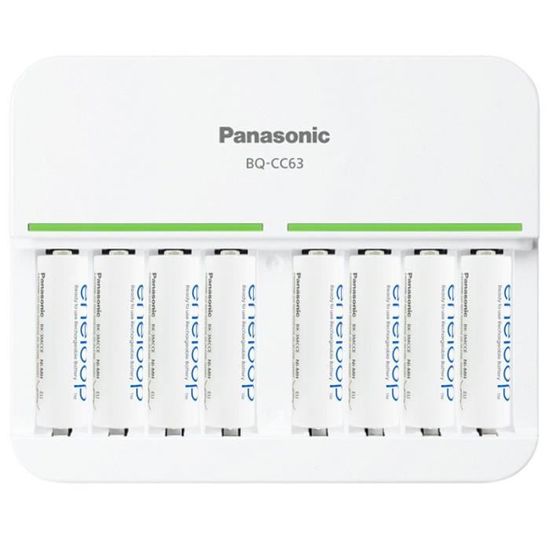Chargeur rapide - PANASONIC - BQ CC63 - 8 piles AA eneloop - 8 écrans ...
