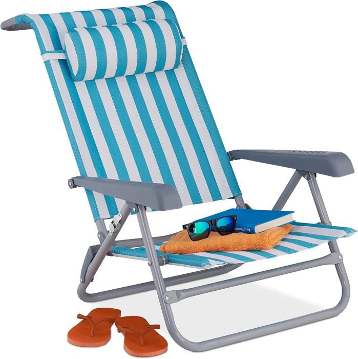 Chaise Longue Pliante, 8 Niveaux réglables, transat de Plage avec ...