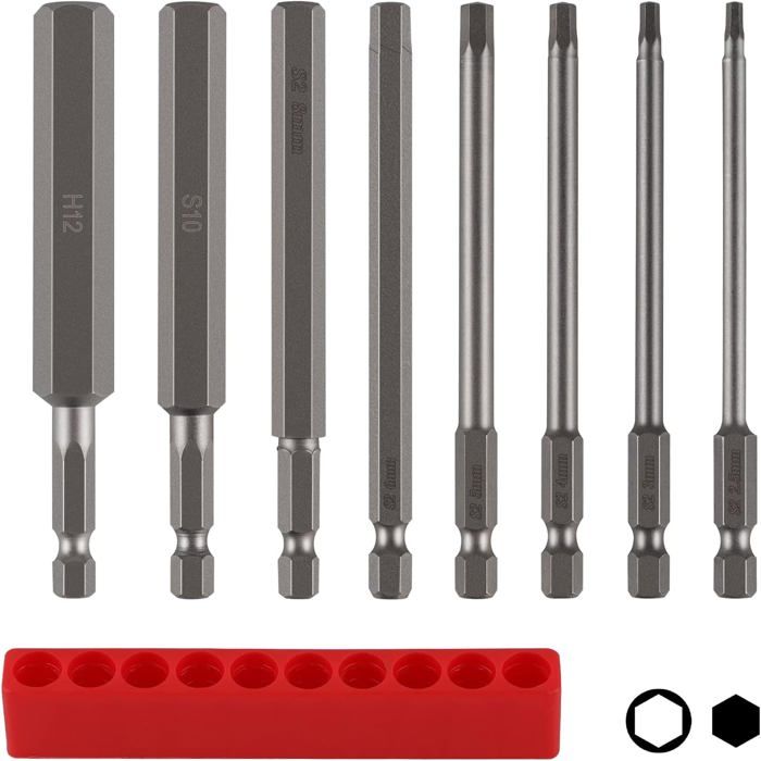 8Pcs Embout Allen Large 100Mm 2,5-12Mm Hex Avec Base, Embout De Vissage ...