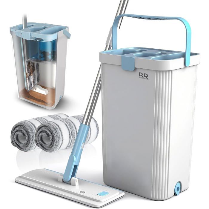 360 Degree Rotating Bucket Set with 2 Microfiber Pads with Pre-Set ...
