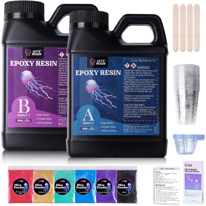 Kit de résine époxy 1000 ml, sans bulles, ratio 1-1 en volume avec ...