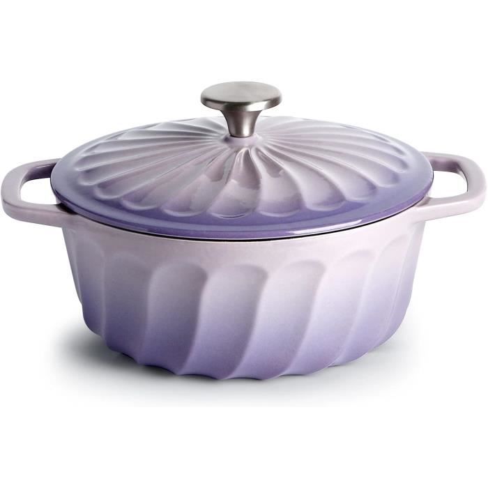 Cocotte en Fonte avec Couvercle, Émaillée Cocotte Ronde, Anti-adhésive ...