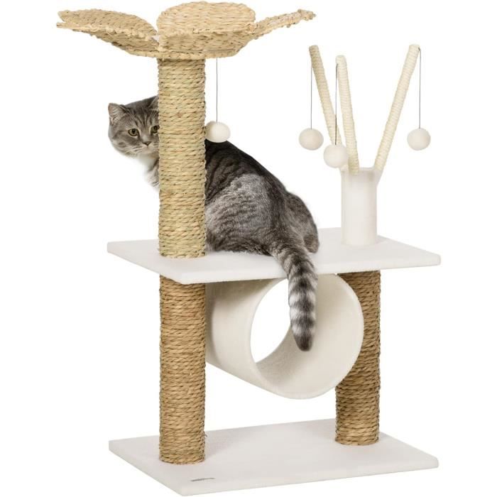 Arbre À Chat Griffoir Sisal Naturel Tunnel Plateforme Style Cosy Chic ...
