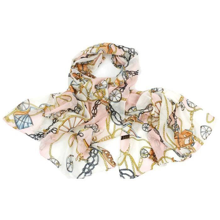 Go4U Femme Foulard Imprimé roues Mousseline de Soie Écharpe Châle ...