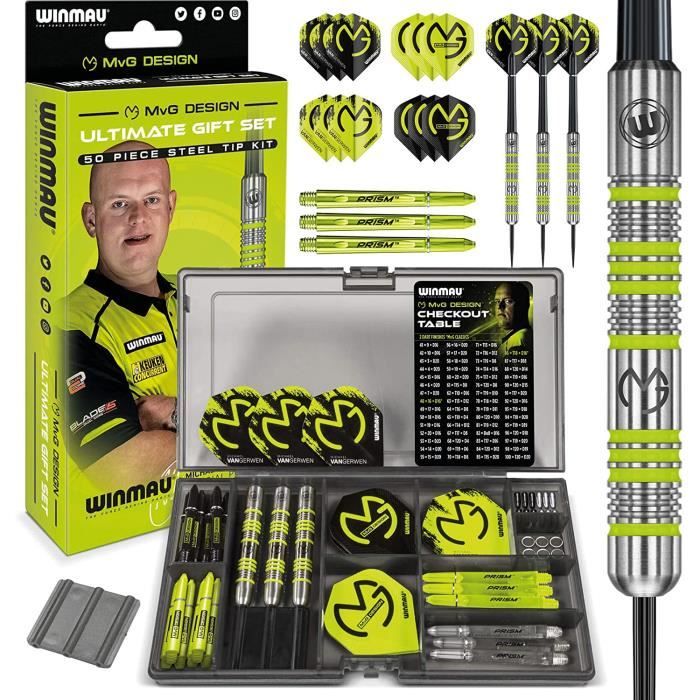 Michael van Gerwen MvG Coffret cadeau de 50 fléchettes avec 4 jeux de ...