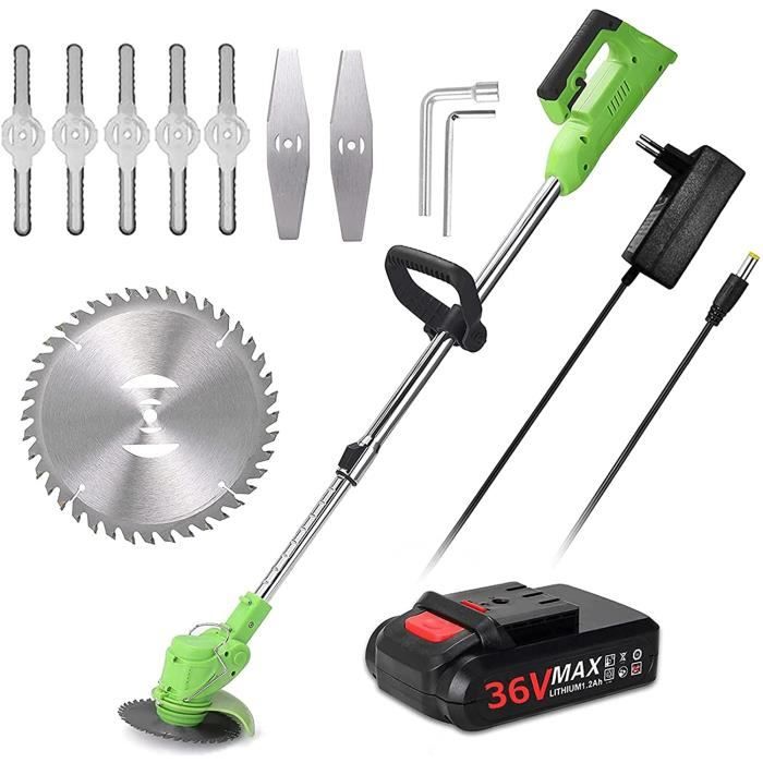 24-36V Coupe Bordure sans Fil DéBroussailleuse à Batterie Tondeuse à Gazon électrique, 90° Tête ...