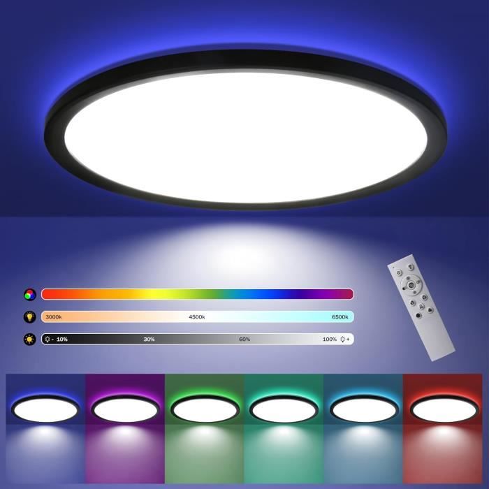 Led Plafonnier Plat Rond - 28W Rgb Changement De Couleur Télécommande ...