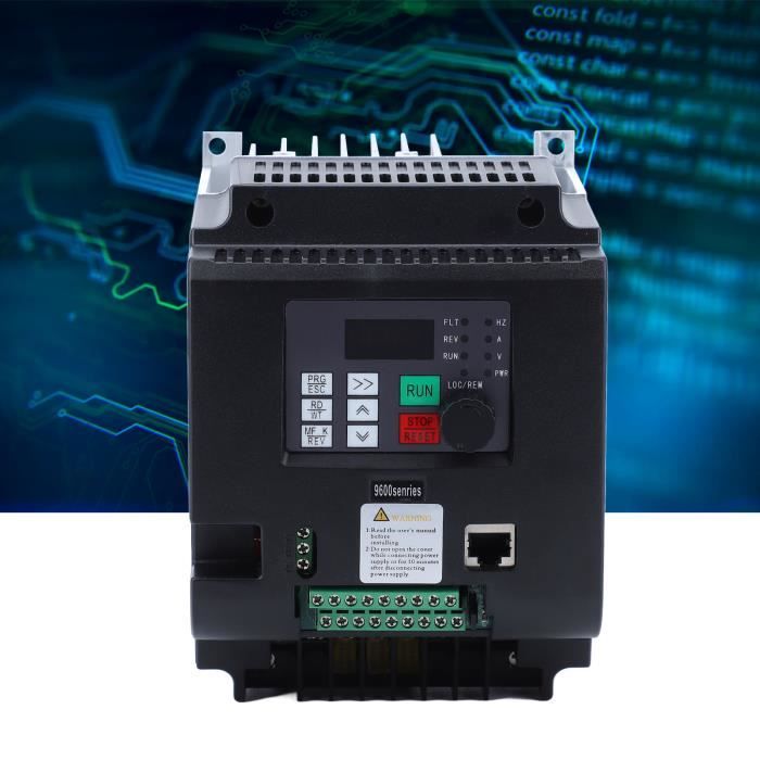 EJ.life Variateur de fréquence monophasé 220V AC d'entrée 3 phases 0‑220V AC de sortie 4KW VFD ...