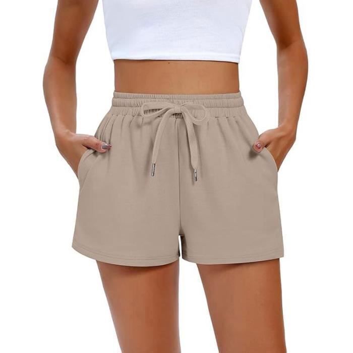 Short De Sport Femme Eté Taille Haute Elastique Avec Poches Couleur ...