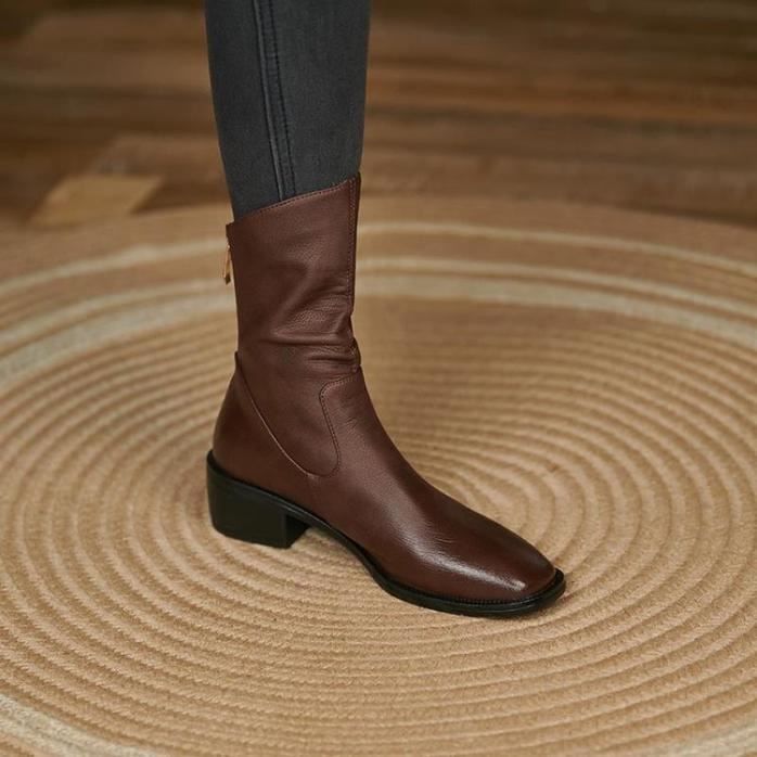 Bottines Femme Marque De Luxe Nouvelle Mode mode rétro talon épais ...