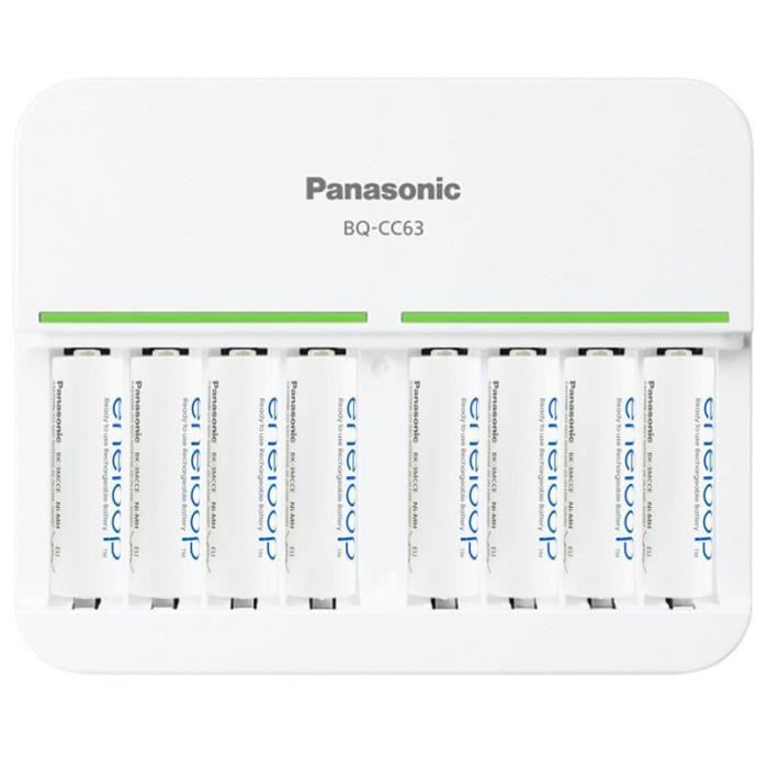 Chargeur rapide - PANASONIC - BQ CC63 - 8 piles AA eneloop - 8 écrans ...