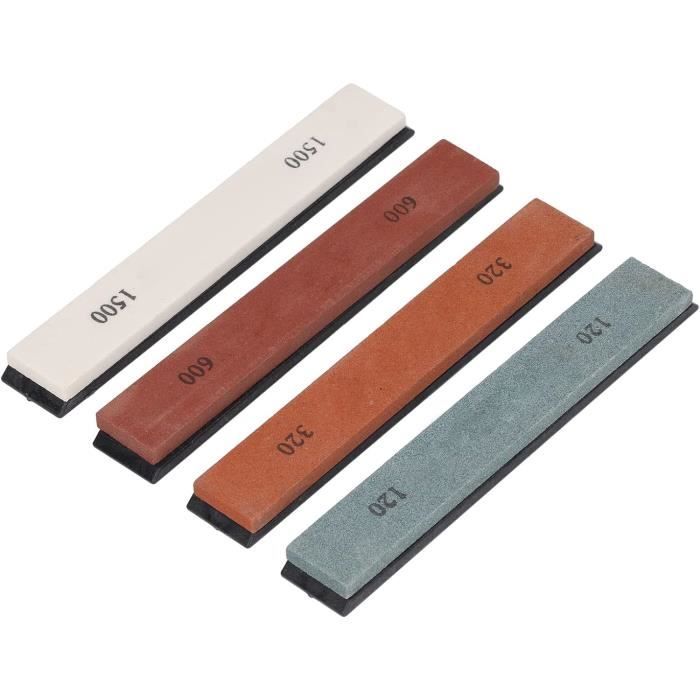 Pierre à aiguiser - SANAG - Kit 4 pièces - 120/320/600/1500 grains - Affûtage manuel - Base ...