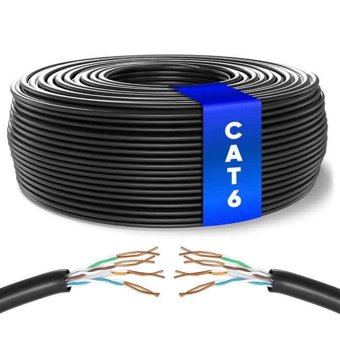 Vrac Cable Ethernet 100m, Bulk Reseau LAN Cable Ethernet Cat 6 Haut ...