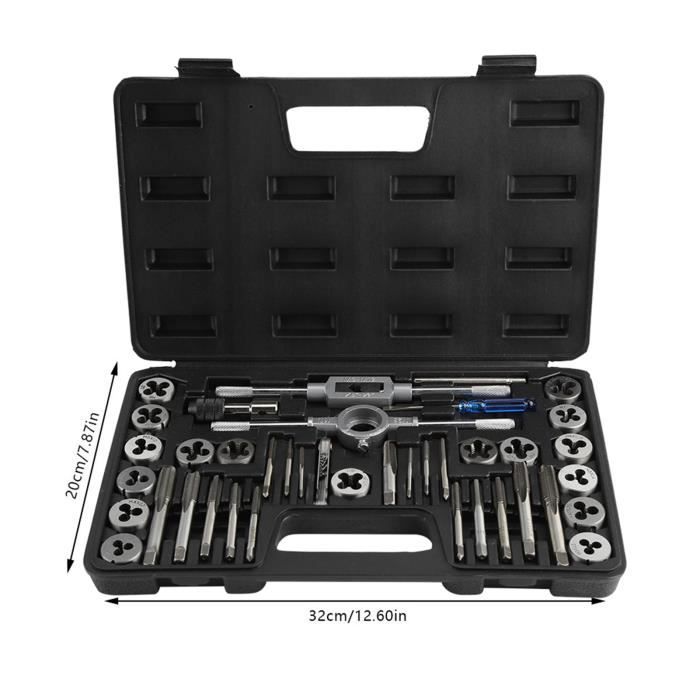 SURENHAP Jeu de tarauds et matrices Lot de 40 tarauds et matrices à vis M3-M12 avec clés et ...