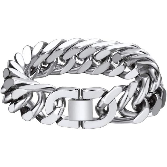 Gourmette Homme 19-21-23Cm En Acier Inoxydable-Plaqué Or Jaune, Chaîne ...