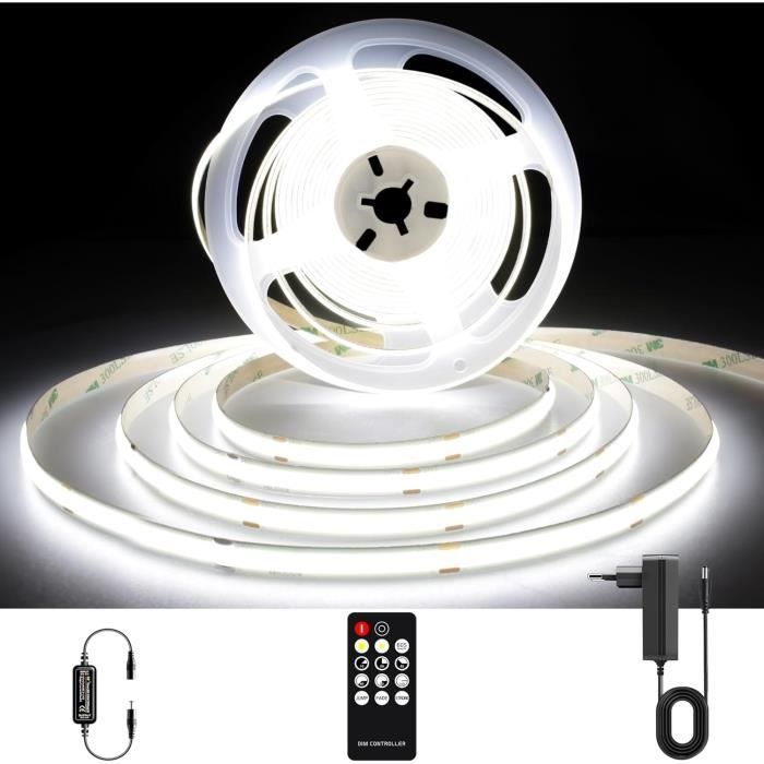 Ruban Led Cob 5m 24v Ruban Led Blanche 6000k 320leds M Largeur 8mm