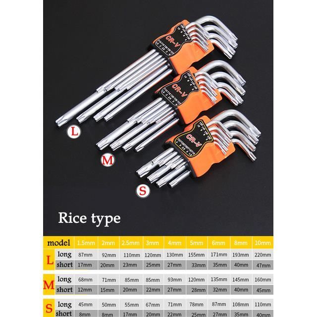 CLE A MOLETTE,Rice type-S--Jeu De Clés Allen Hexagonales À Tête Torx, 9 ...