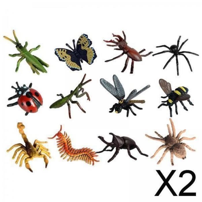 2xLot 12 Pcs En Plastique Réaliste Insecte Modèle Figure Jouets Bug ...