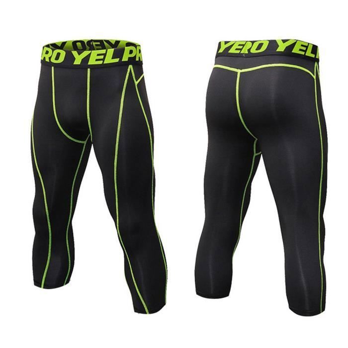 Pantacourt Collant de Compression 3-4 Running et Fitness Homme - Noir ...
