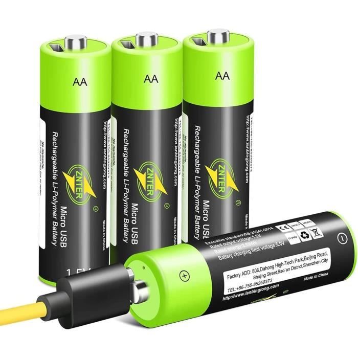 Piles Aa, Piles Au Lithium Rechargeables Usb Double A-Cellule De ...