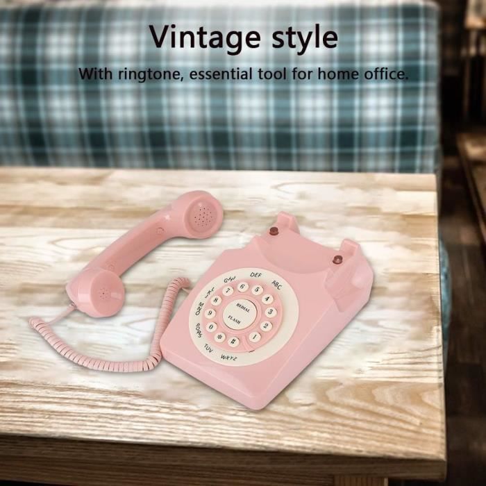Téléphone Vintage Rose, Téléphone Fixe Rétro De Style Ancien Classique ...
