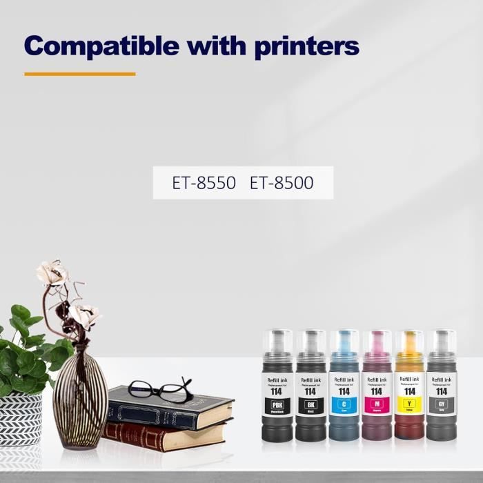 114 Encre Compatible Avec Epson 114 Pour Et-8550 Et-8500 Imprimante 6 ...