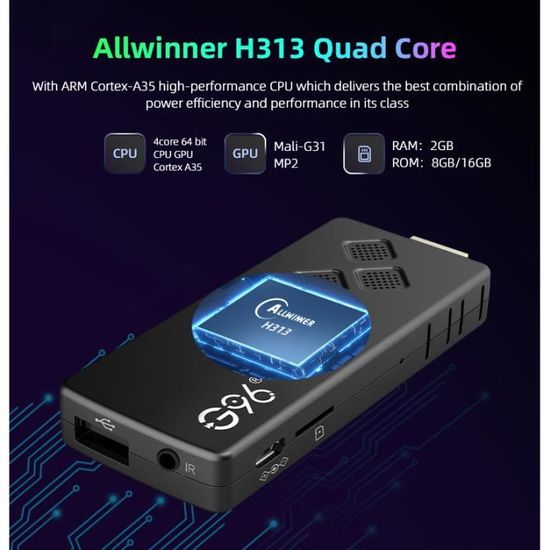 Fire TV stick G96 H313 2G + 16G Clé TV wifi double bande Android 13 ...