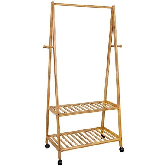 Penderie portant à vêtements avec roulettes bambou 12_0000805 ...
