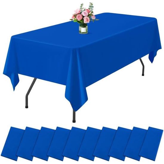 Lot De 10 Nappes En Plastique Jetables Bleu Foncé Nappes Rectangulaires ...