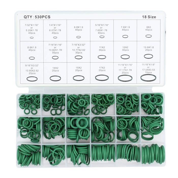 Joints Toriques Kit en Caoutchouc, 530 Pcs 18 Taille Kit d'Assortiment ...