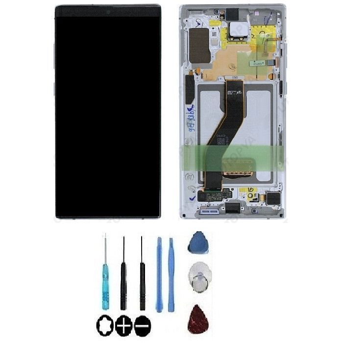 Original Ecran LCD & Vitre tactile Blanc Assemblés Sur Châssis Pour Samsung Galaxy Note 10 ...