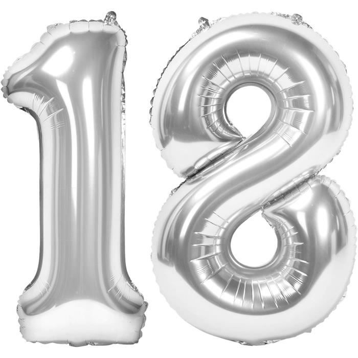 Ballons 18 Ans Géant Argent Foil Helium Fête D'Anniversaire Décoration ...