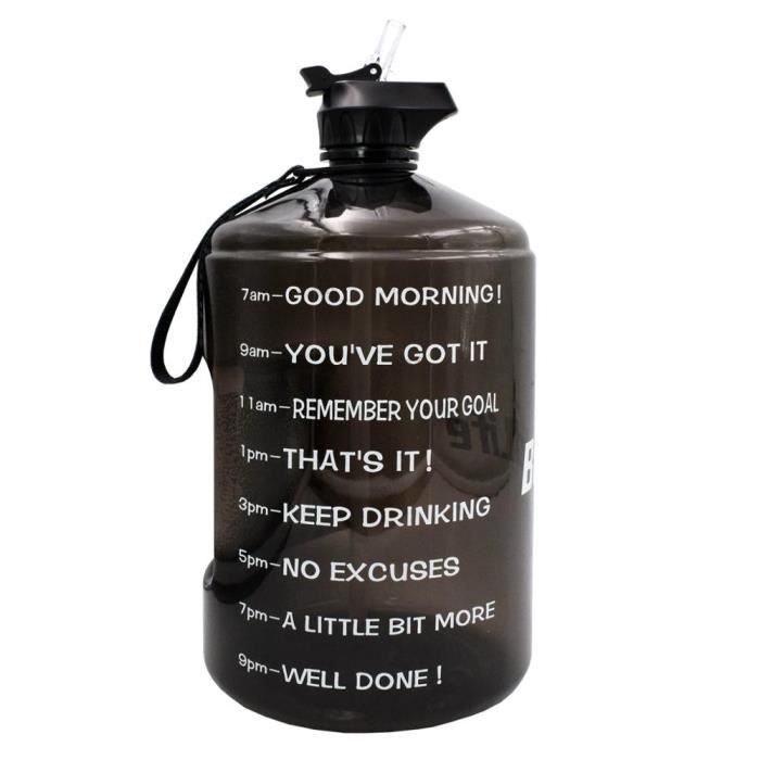 Gourde - Bouteille isotherme,QuiFit 3.78L 2.2L 1.3L Gallon bouteille d'eau avec paille plastique ...